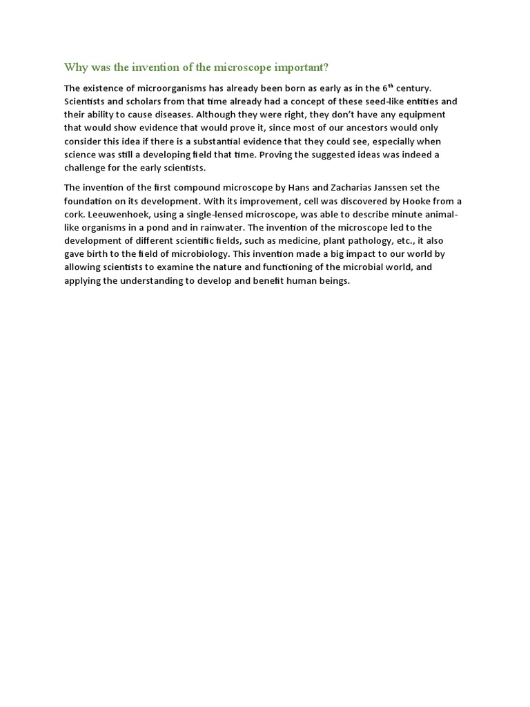 Why Was The Invention of The Microscope Important | PDF