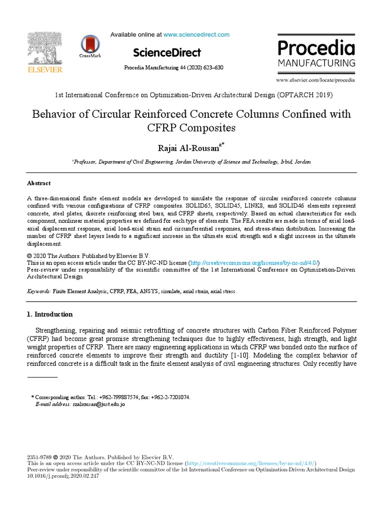 Behavior of Circular Reinforced Concrete Columns C | PDF | Strength Of Materials | Young's Modulus