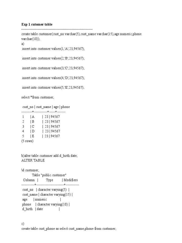 DB Exp 1-8 | PDF | Databases | Computer Data