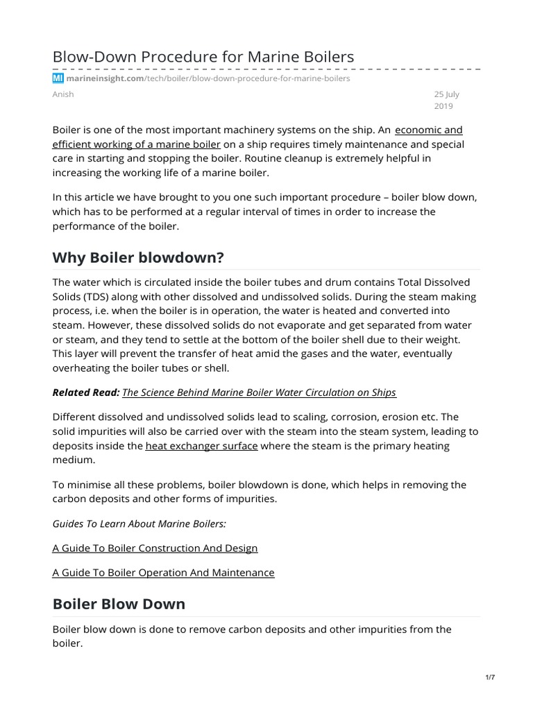 Marine Boiler Blowdown Procedure | PDF | Boiler | Water