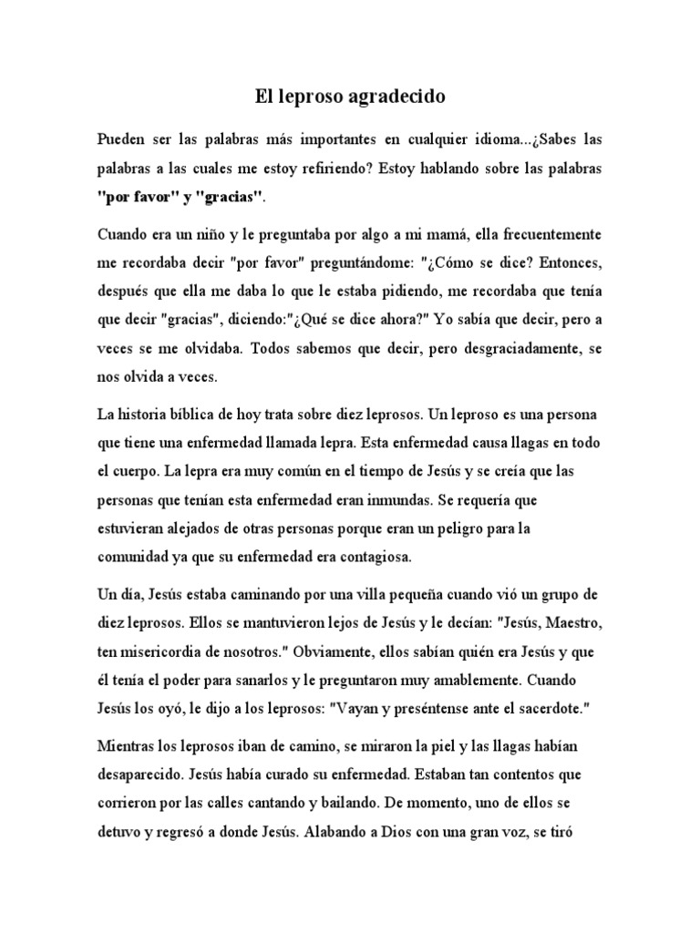 El Leproso Agradecido | PDF | Lepra | Jesús