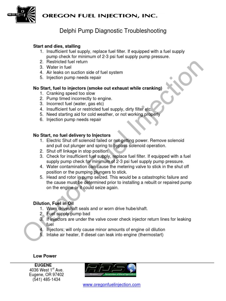 Fuel Injection: Delphi Pump Diagnostic Troubleshooting | PDF | Fuel ...