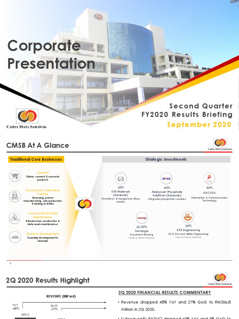 Results Presentation For 2Q 2020 | PDF | Sarawak | Business