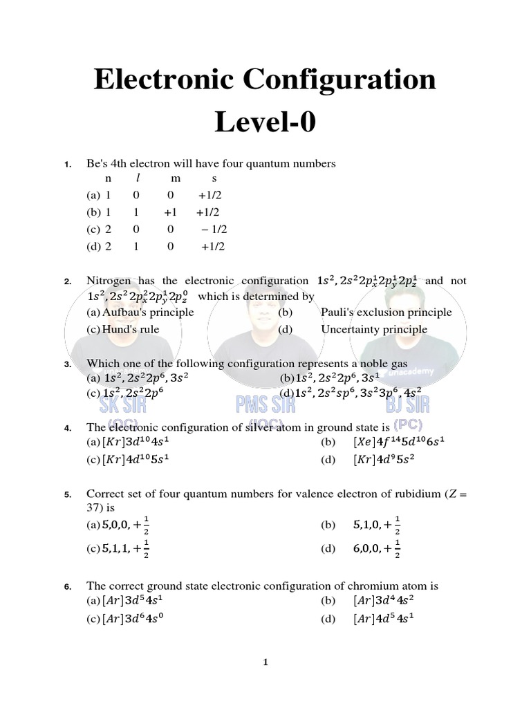 Electronic Configuration Level-0 | PDF | Electron Configuration ...