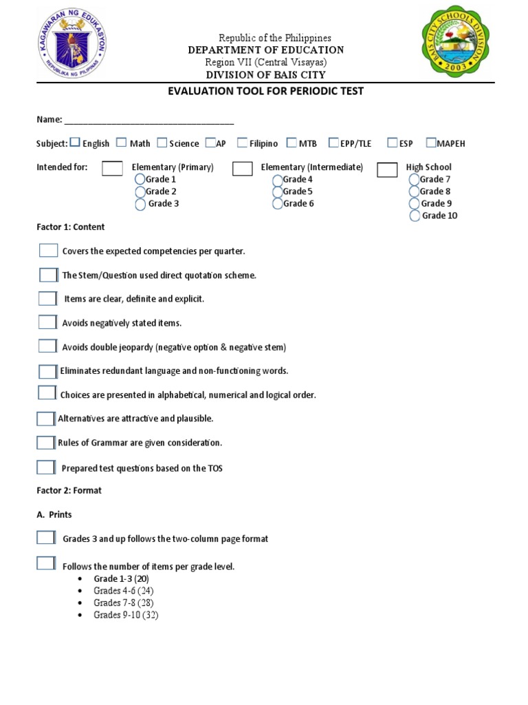 Evaluation Tool for Periodic Tests | PDF | Communication