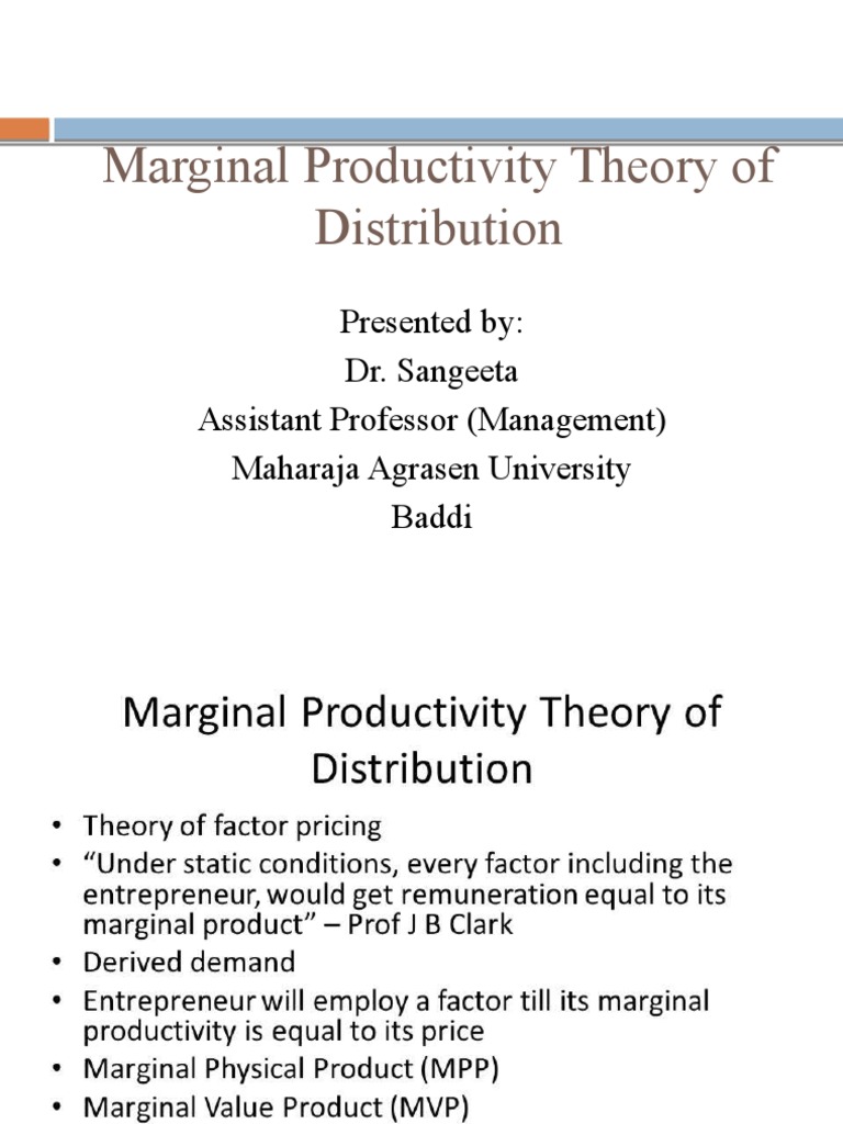 Marginal Productivity Theory of Distribution | PDF