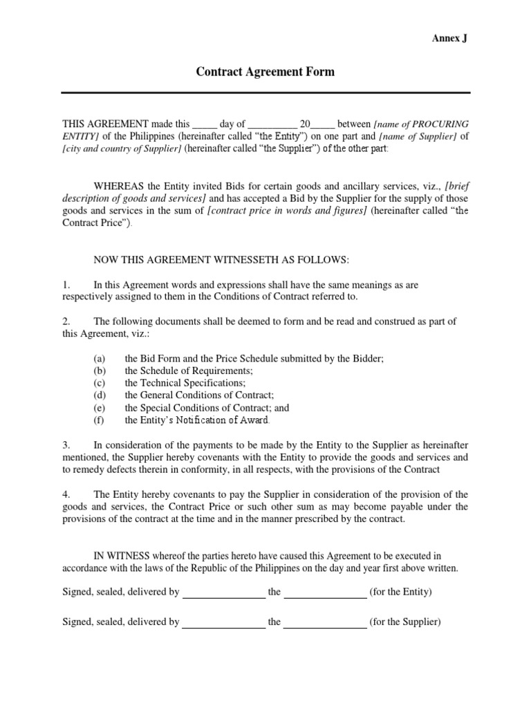 Annex J - Contract Agreement Form | PDF