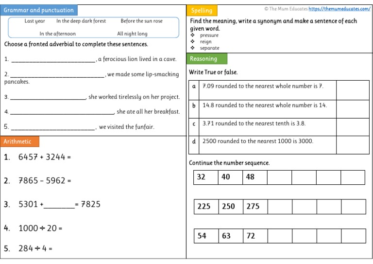 Year 4 Test A Day 5 TME 2 | PDF