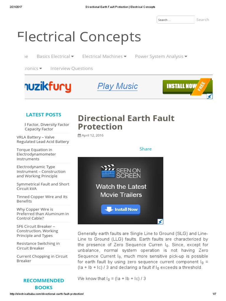 Electrical Concepts: Directional Earth Fault Protection | PDF