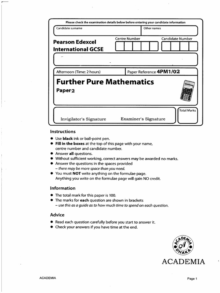 Further Pure Math-Paper-2 | PDF