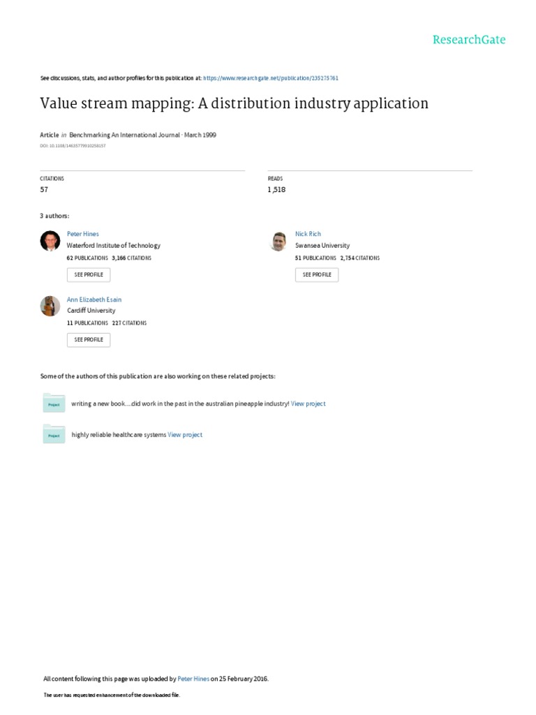 Value Stream Mapping in Distribution | PDF | Benchmarking | Inventory
