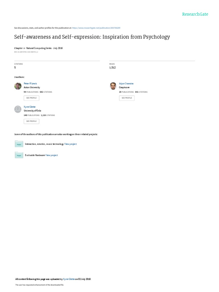 Self-Awareness and Self-Expression: Inspiration From Psychology | PDF ...