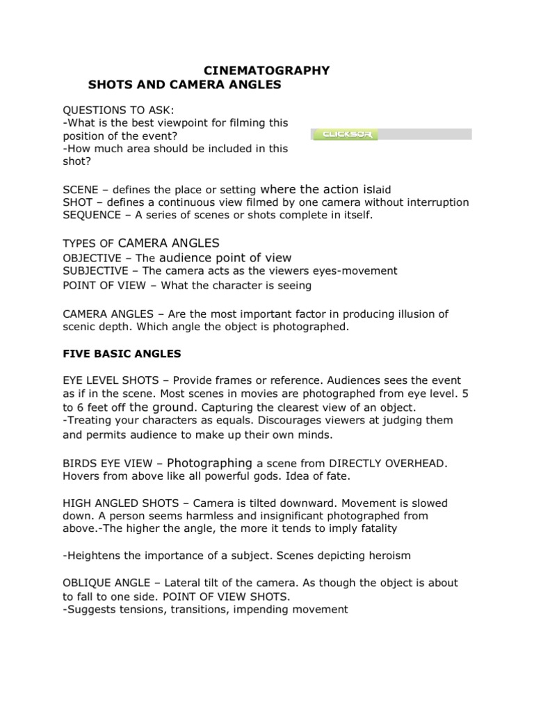 CINEMATOGRAPHY | PDF | Camera | Narration