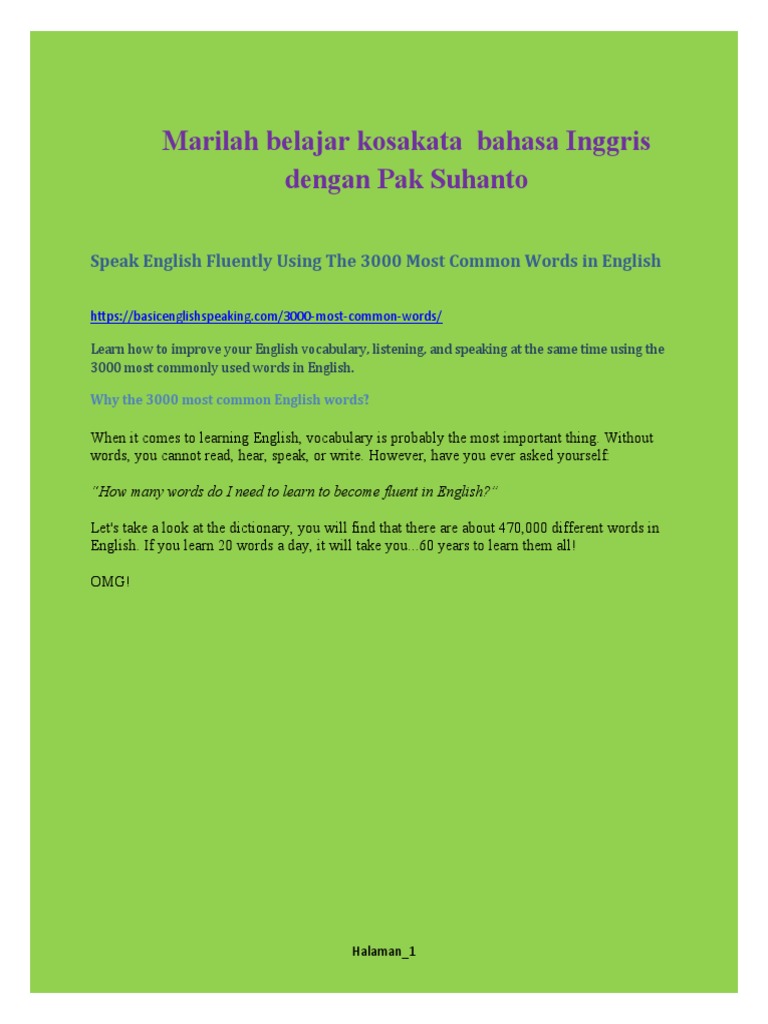 English Fluency with 3000 Words | PDF | Fluency