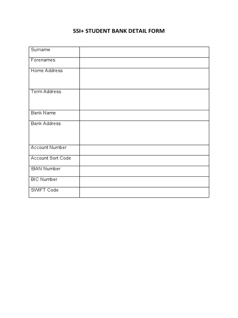Bank Detail Form | PDF