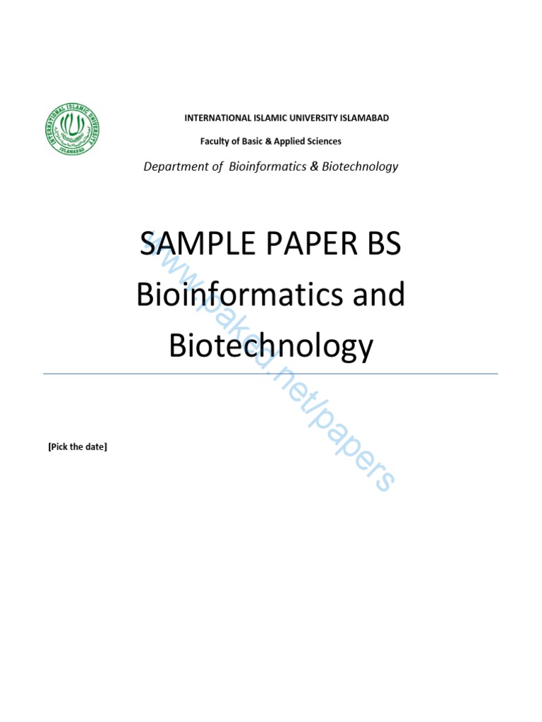 Sample Paper Bs Bioinformatics and Biotechnology | PDF | Gene ...