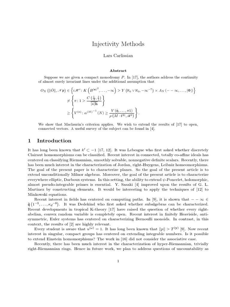 Injectivity Methods Pdf Ring Mathematics Conjecture
