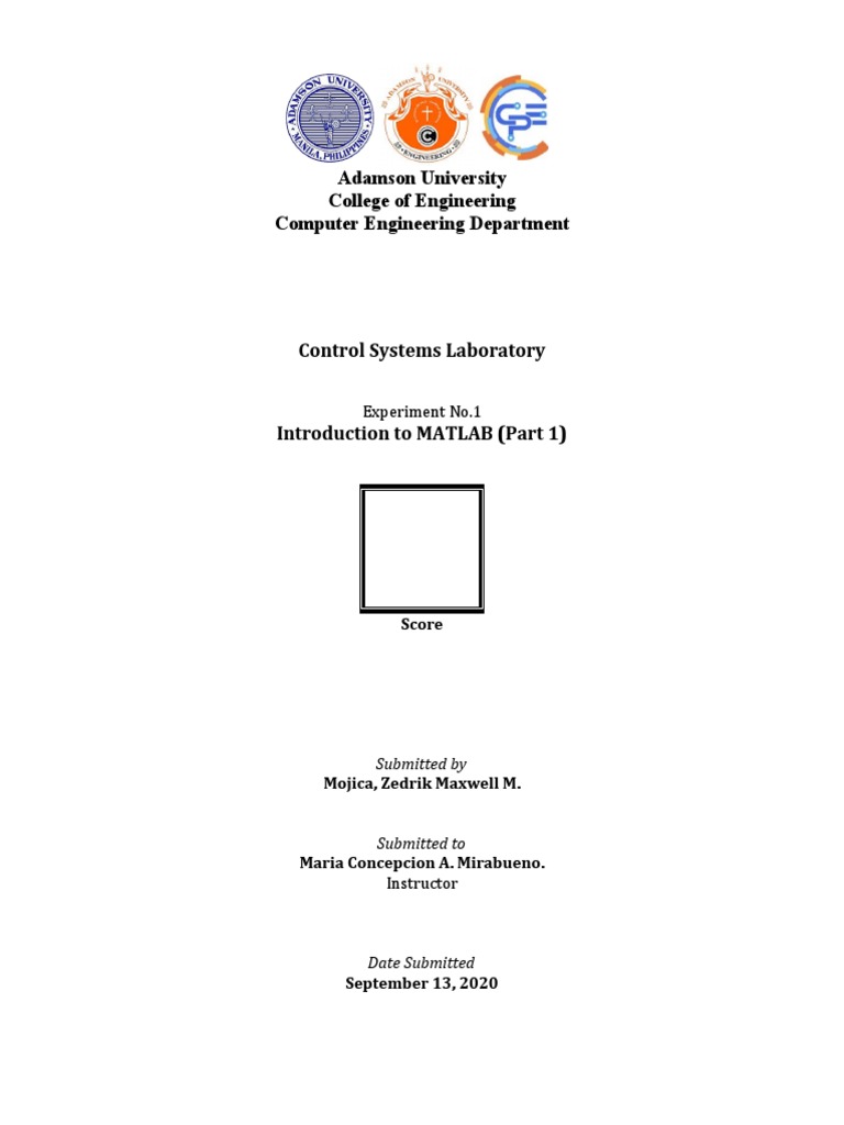 LAB ACTIVITY 1 - Introduction To MATLAB PART1 | PDF | Matlab | Matrix ...
