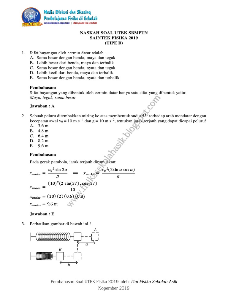 Pembahasan Utbk Saintek Fisika 2019 Paket 2 PDF | PDF