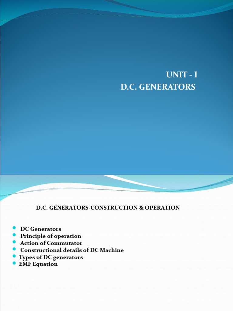 Overview of DC Generators | PDF | Electromagnetic Induction | Electric ...