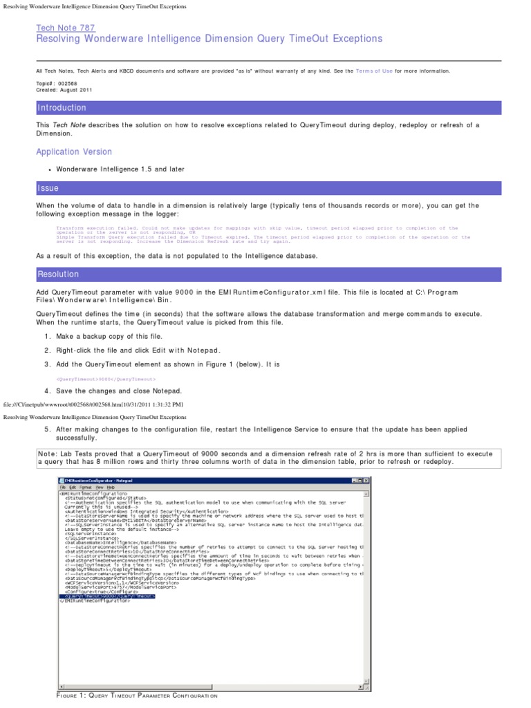 Tech Note 787 - Resolving Wonderware Intelligence Dimension Query ...