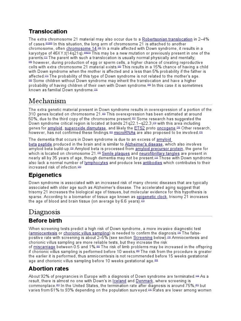 Translocation | PDF | Down Syndrome | Medical Specialties