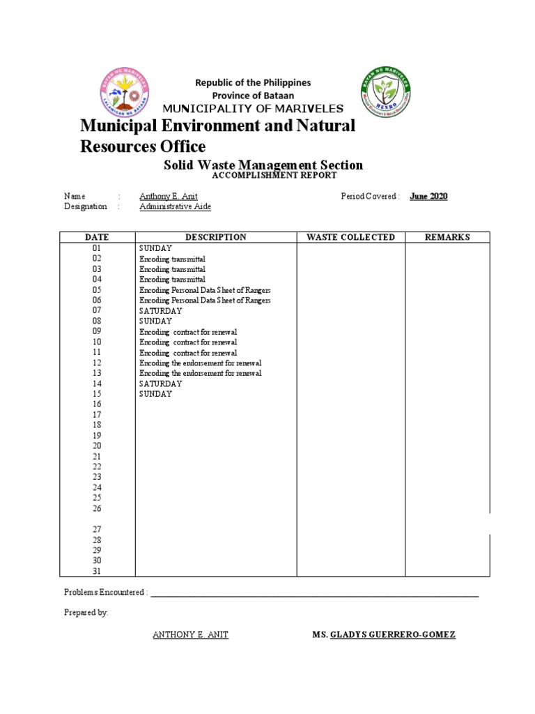 Municipal Environment and Natural Resources Office: Solid Waste ...