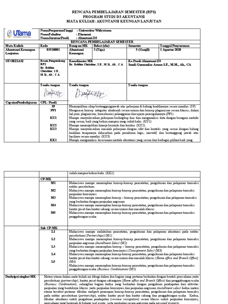 RPS Akl D3 | PDF | Karier & Perkembangan | Bisnis