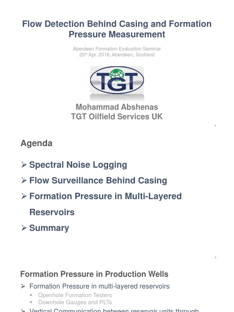 Flow Detection Behind Casing and Formation Pressure Measurement | PDF ...