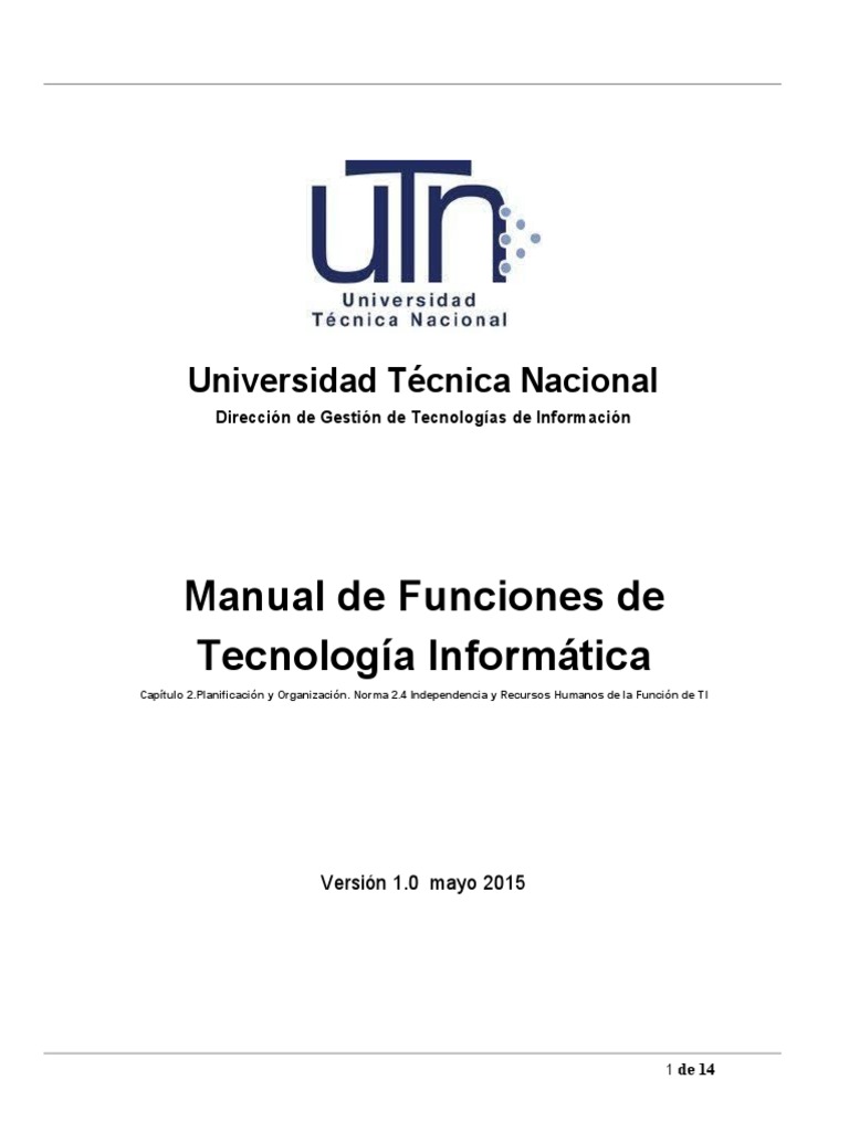 Manual de Funciones de Tecnologia Informatica | PDF | Planificación ...
