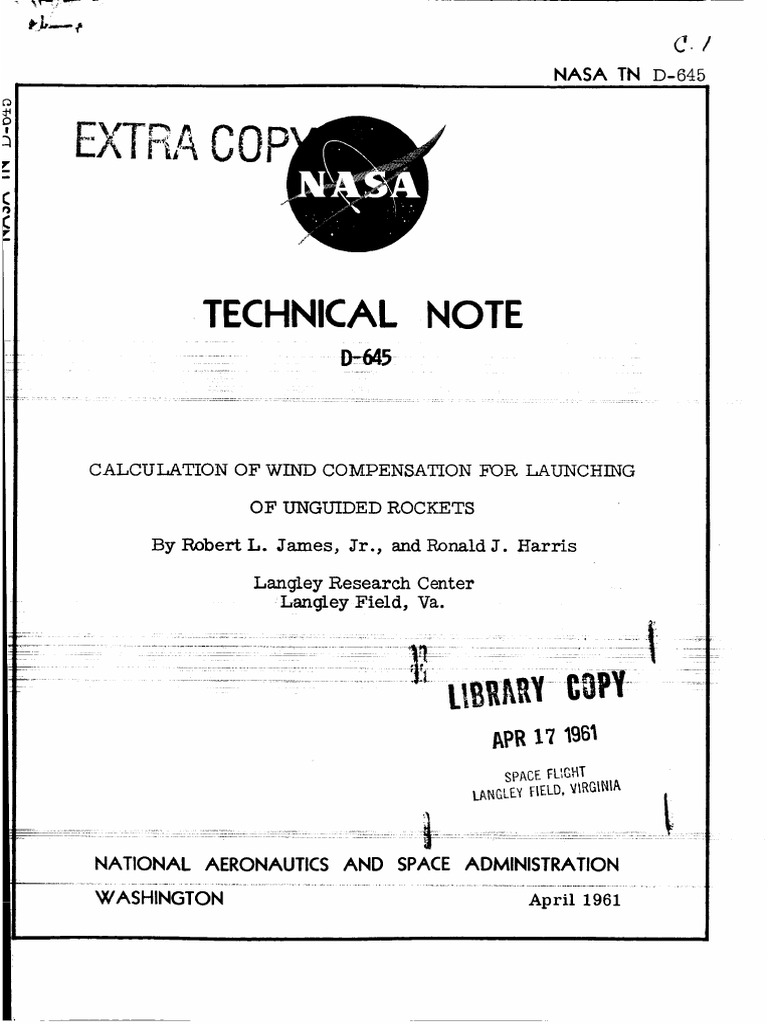 Technical Note: Nasa TN | PDF | Flight Dynamics (Fixed Wing Aircraft ...