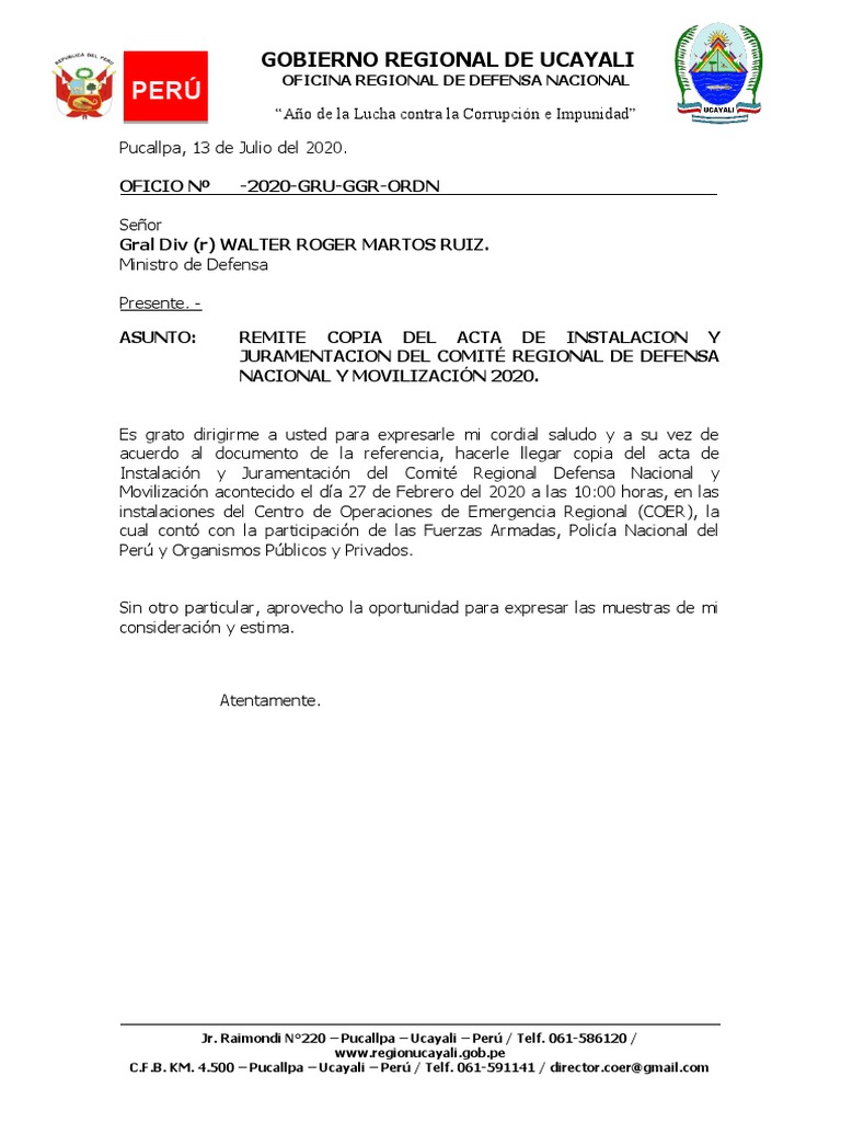 Oficio Acta de Instalacion | PDF