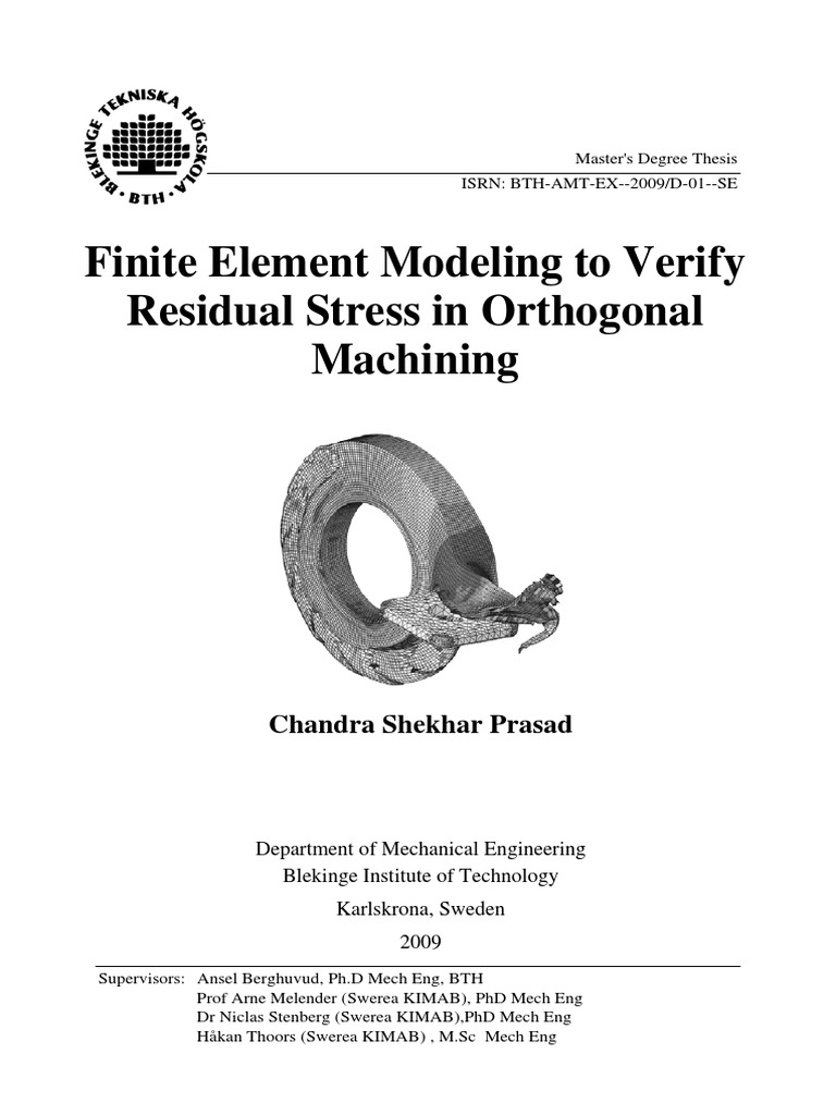Finite Element Modeling To Verify Residual Stress in Orthogonal Machining PDF | PDF ...