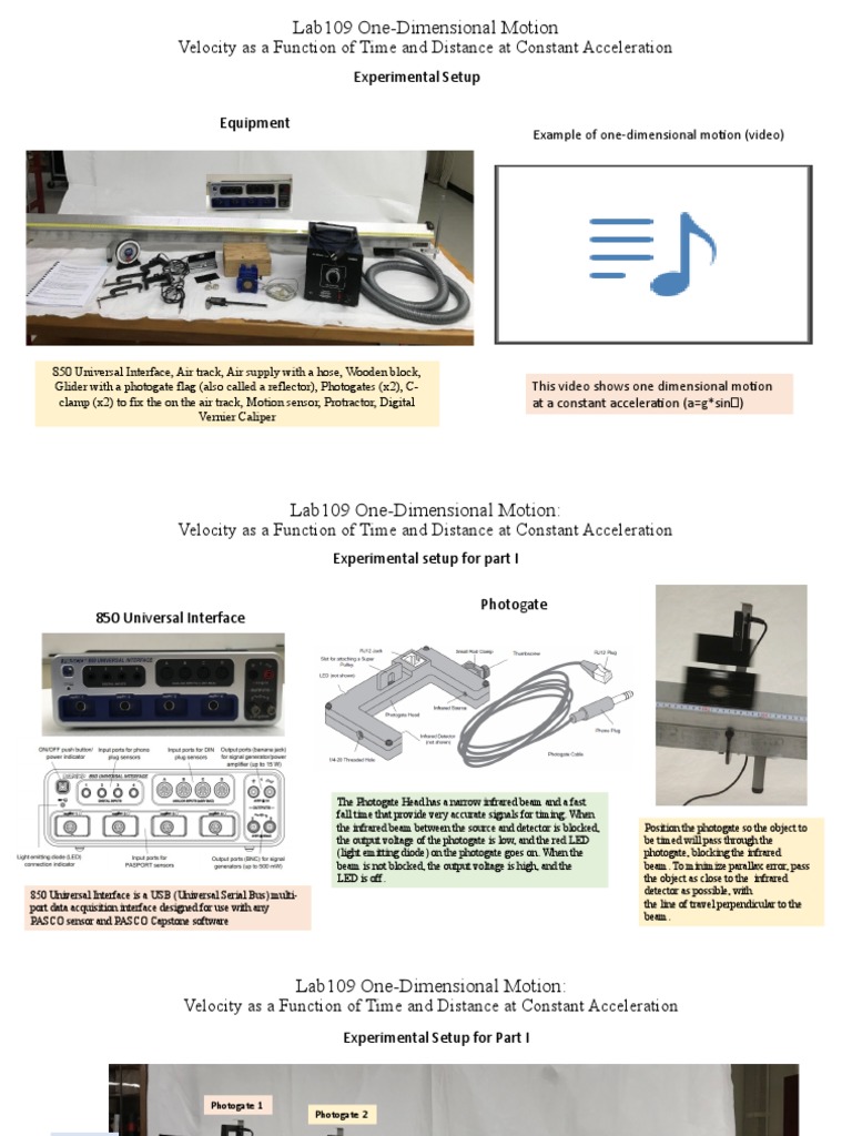 One-Dimensional Motion Lab Guide | PDF | Acceleration | Velocity
