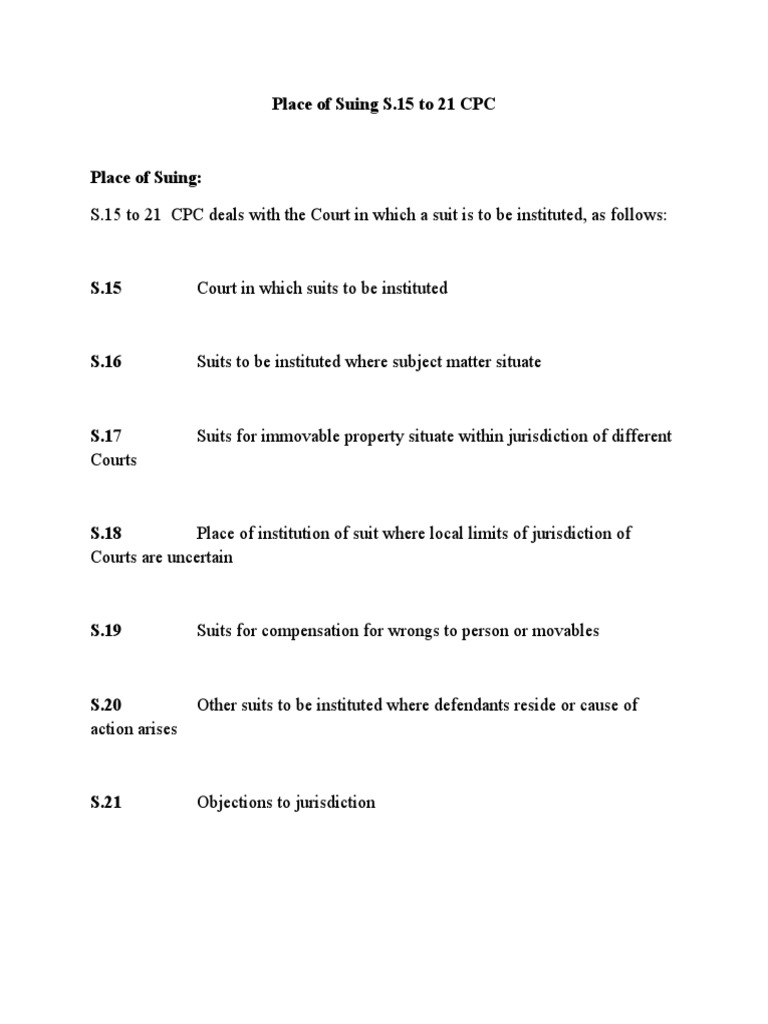 Place of Suing | PDF | Lawsuit | Jurisdiction