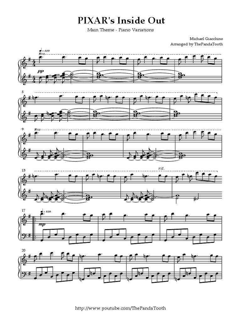 PIXAR S Inside Out: Main Theme - Piano Variations | PDF