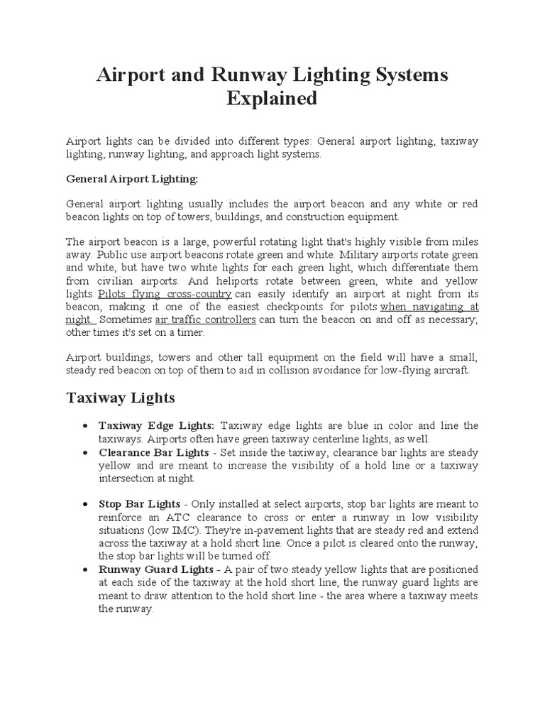 Airport Runway Lighting Systems Explained | PDF | Airport | Air Traffic ...