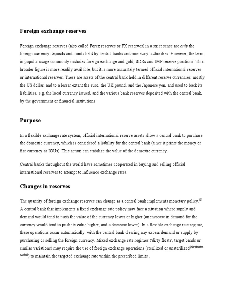 Foreign Exchange Reserves Overview | PDF | Exchange Rate | Central Banks