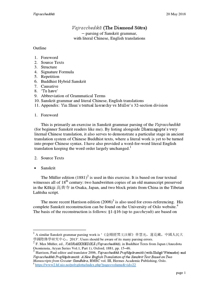 Sanskrit Parsing of Diamond Sūtra | PDF | Syntactic Relationships | Morphology