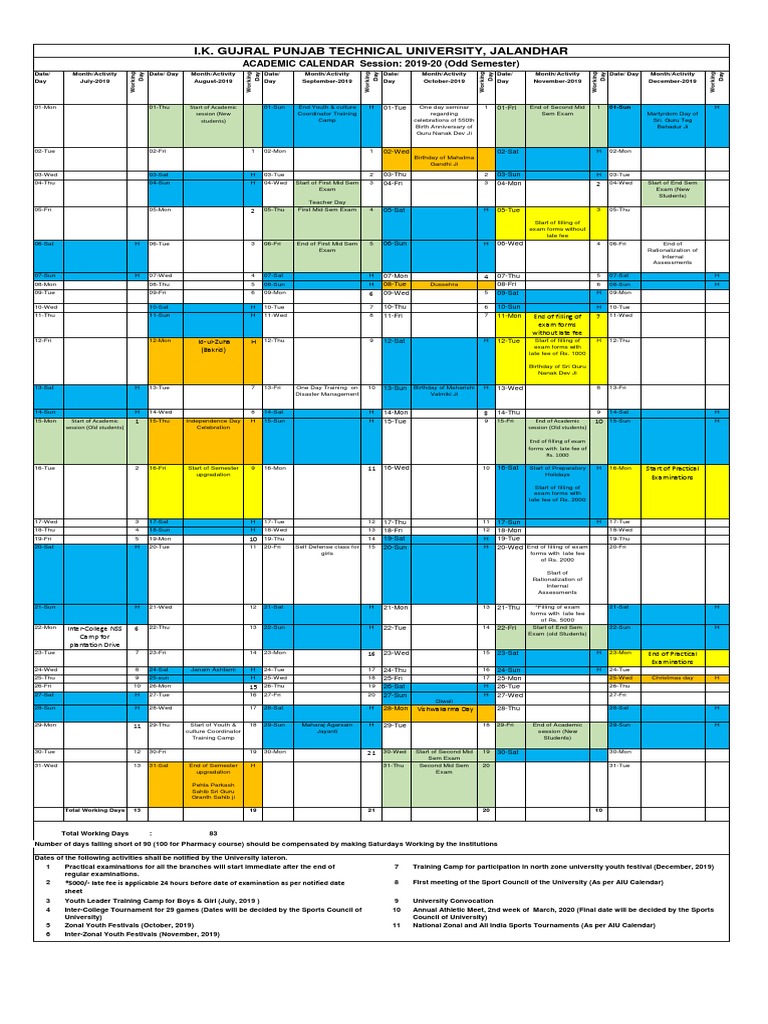 Academic Calendar July-Nov 2019 | PDF | Academic Term | Nāstika