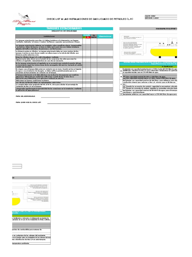 Checklist para Tanques Estacionarios de Gas LP PDF | PDF | Gases | Agua
