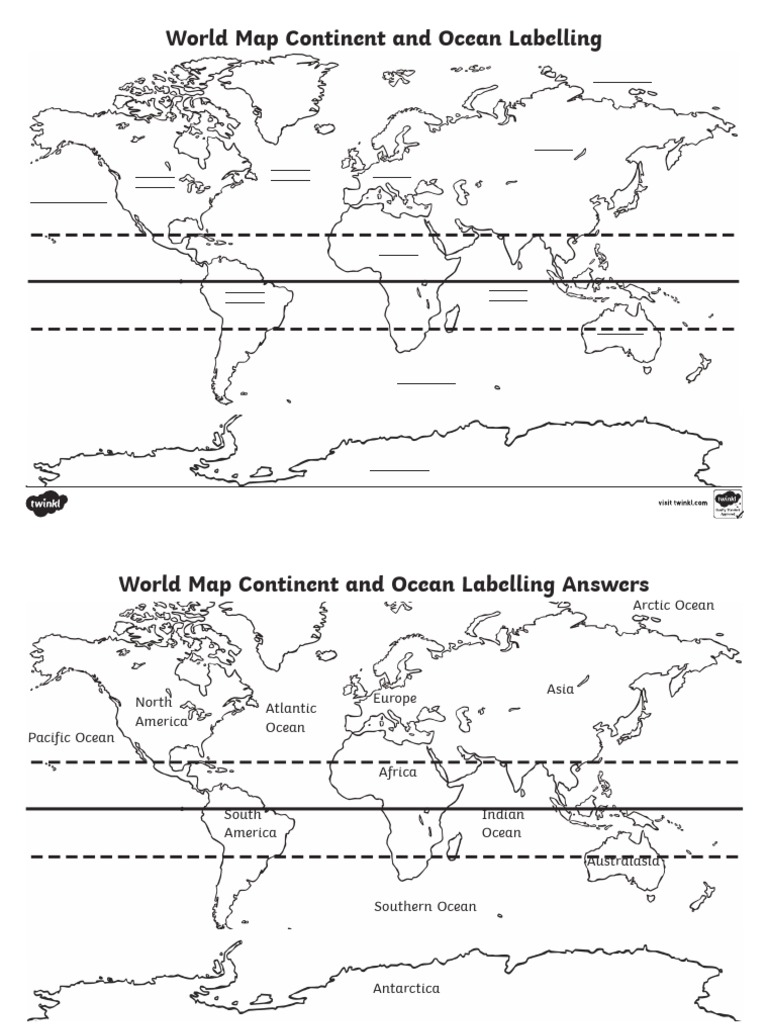 World Map Continent and Ocean Labels | PDF
