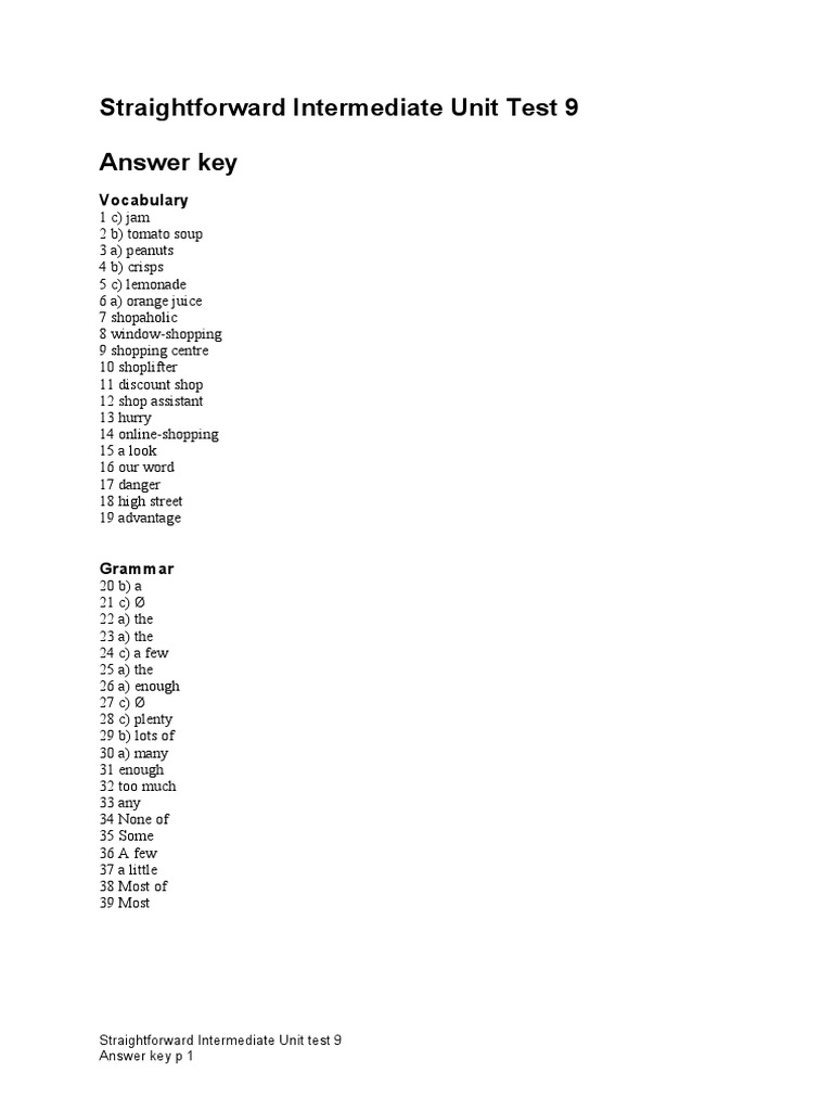Unit Test 9 Key | PDF