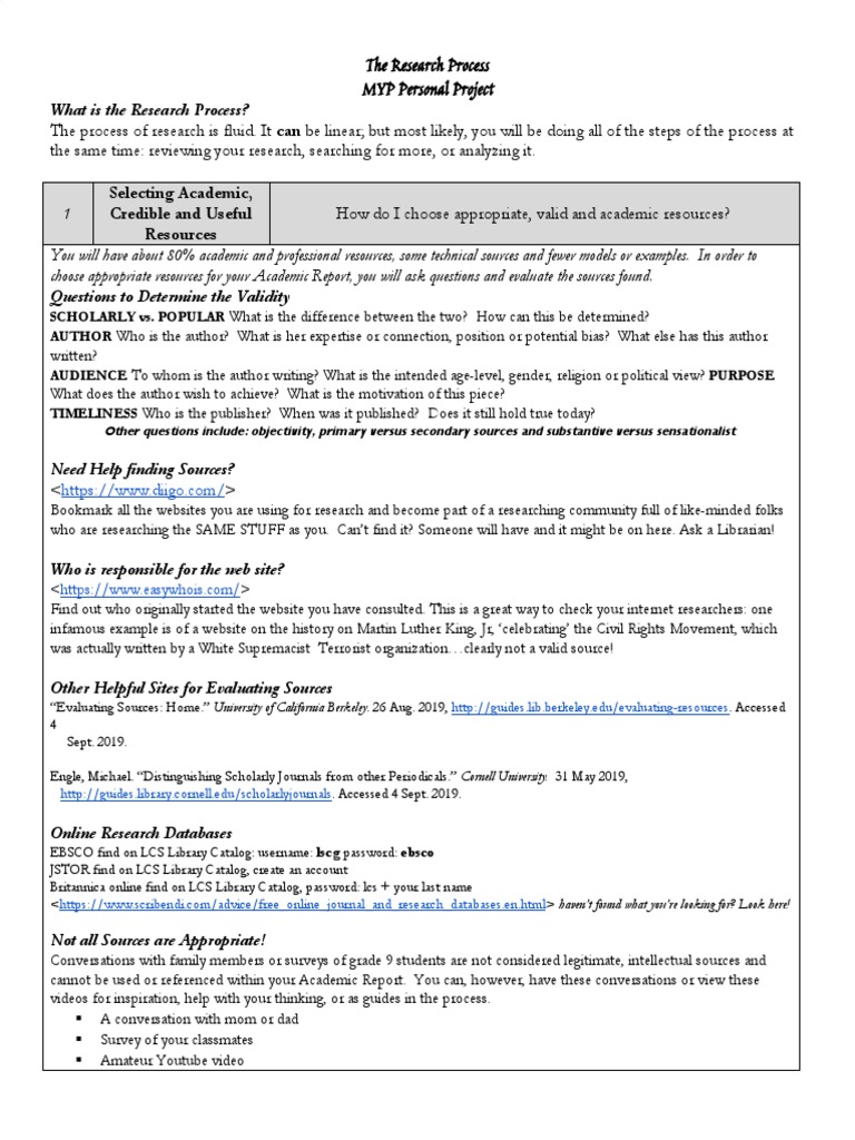 Personal Research Project Guidelines | PDF | Learning | Psychological ...
