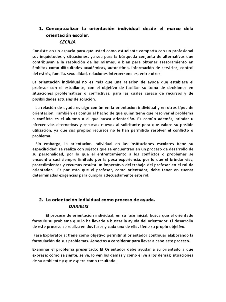 Conceptualizar La Orientación Individual Desde El Marco Dela ...