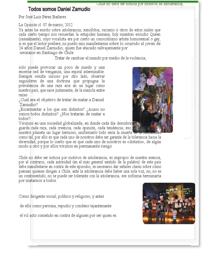 Todos Somos Daniel Zamudio | PDF | Tolerancia | Science