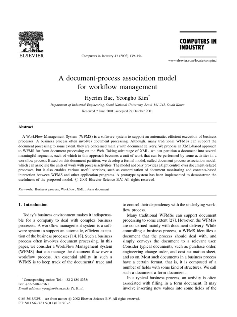 A Document-Process Association Model For Workflow Management | PDF ...