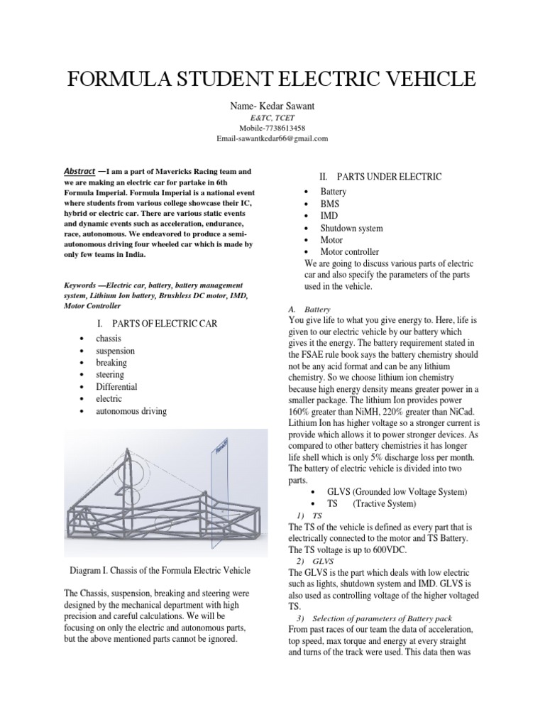 Formula Student Electric Vehicle Battery Design | PDF | Electric Motor ...
