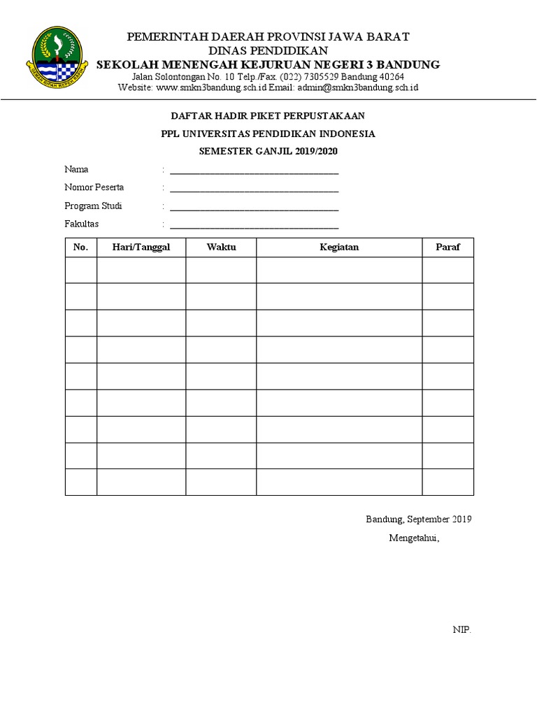 Format Piket BK Dan Perpus | PDF