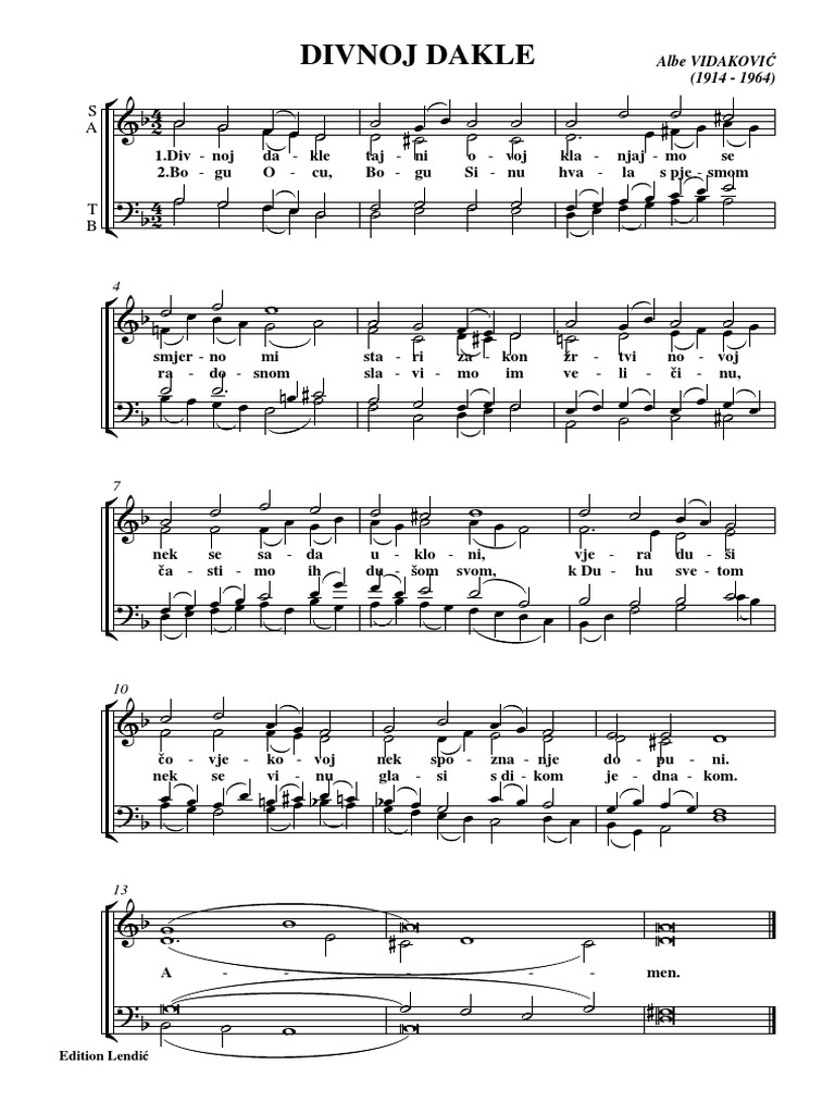 DIVNOJ DAKLE II (SATB) - Vidaković PDF | PDF